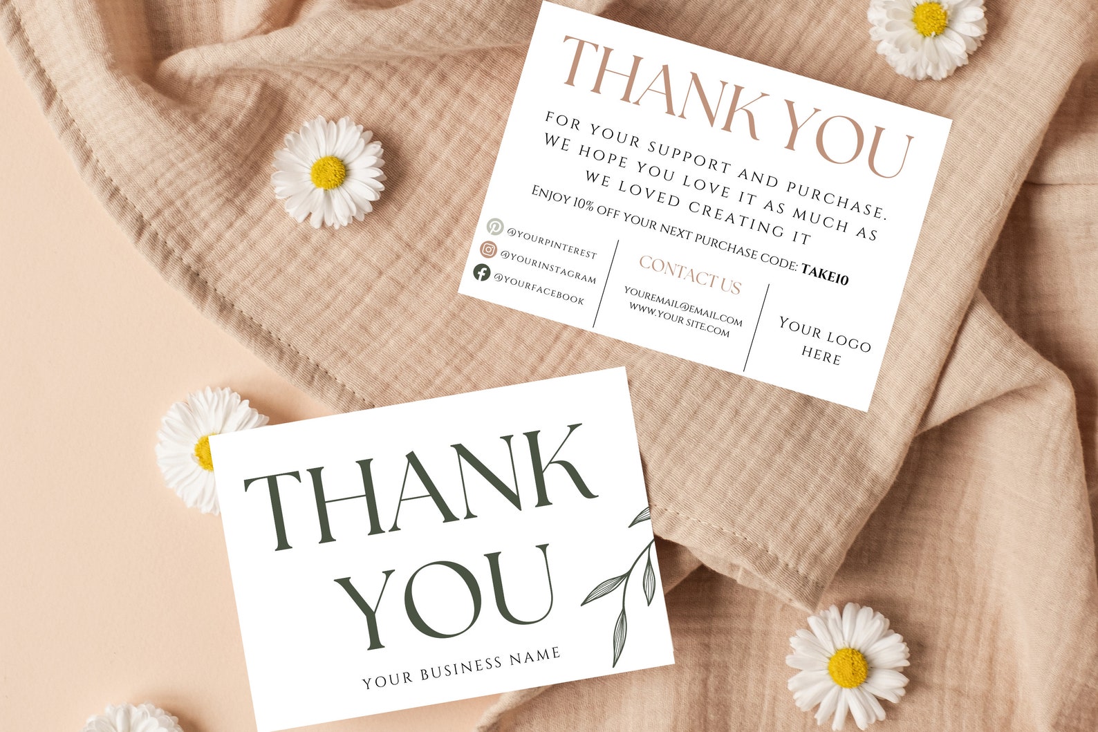 Editable Logo Thank You Card, DIY, Canva Template, Digital Instant ...
