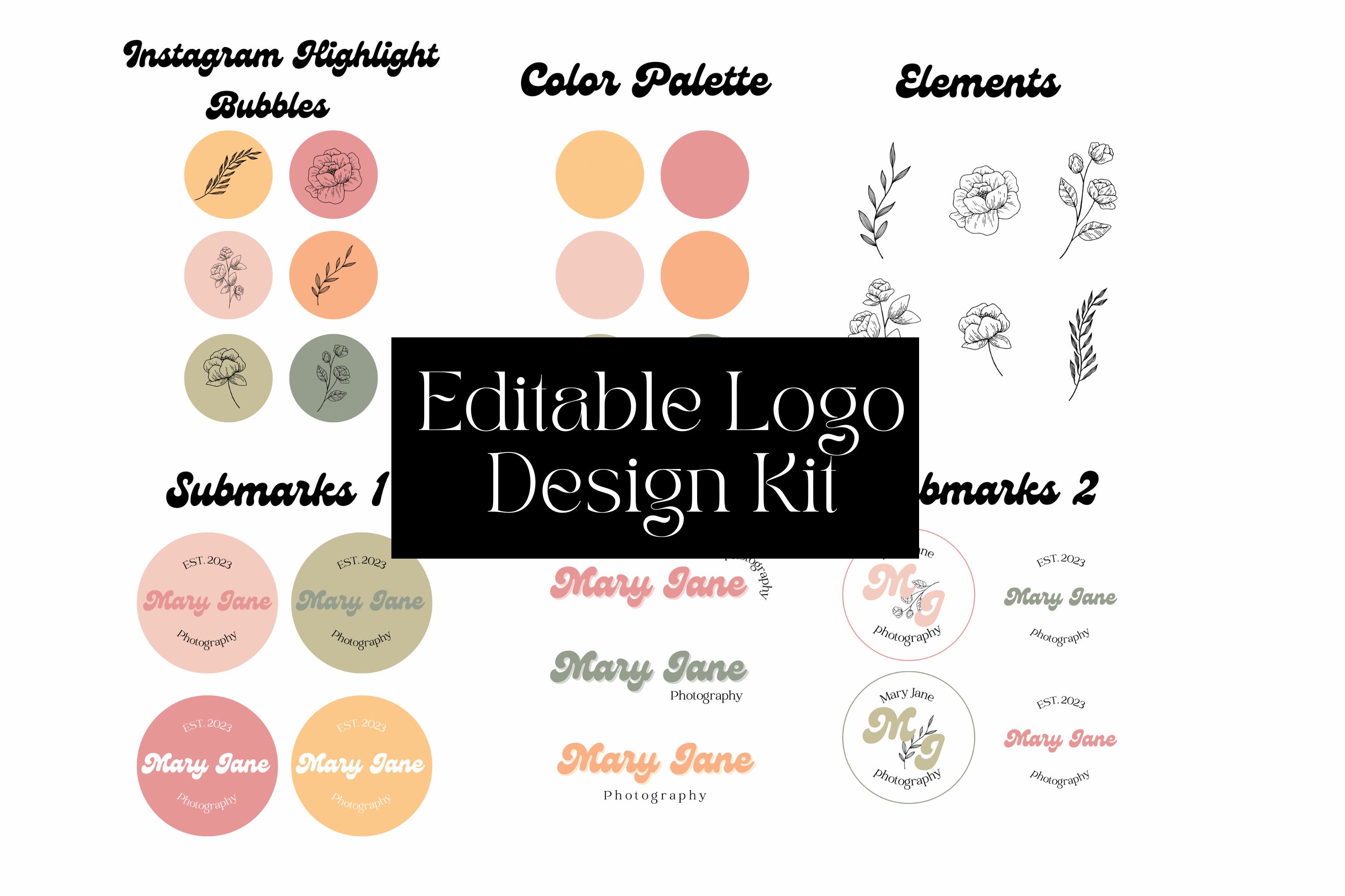 Editable Logo Download Template, DIY Logo, Canva Template, Digital ...
