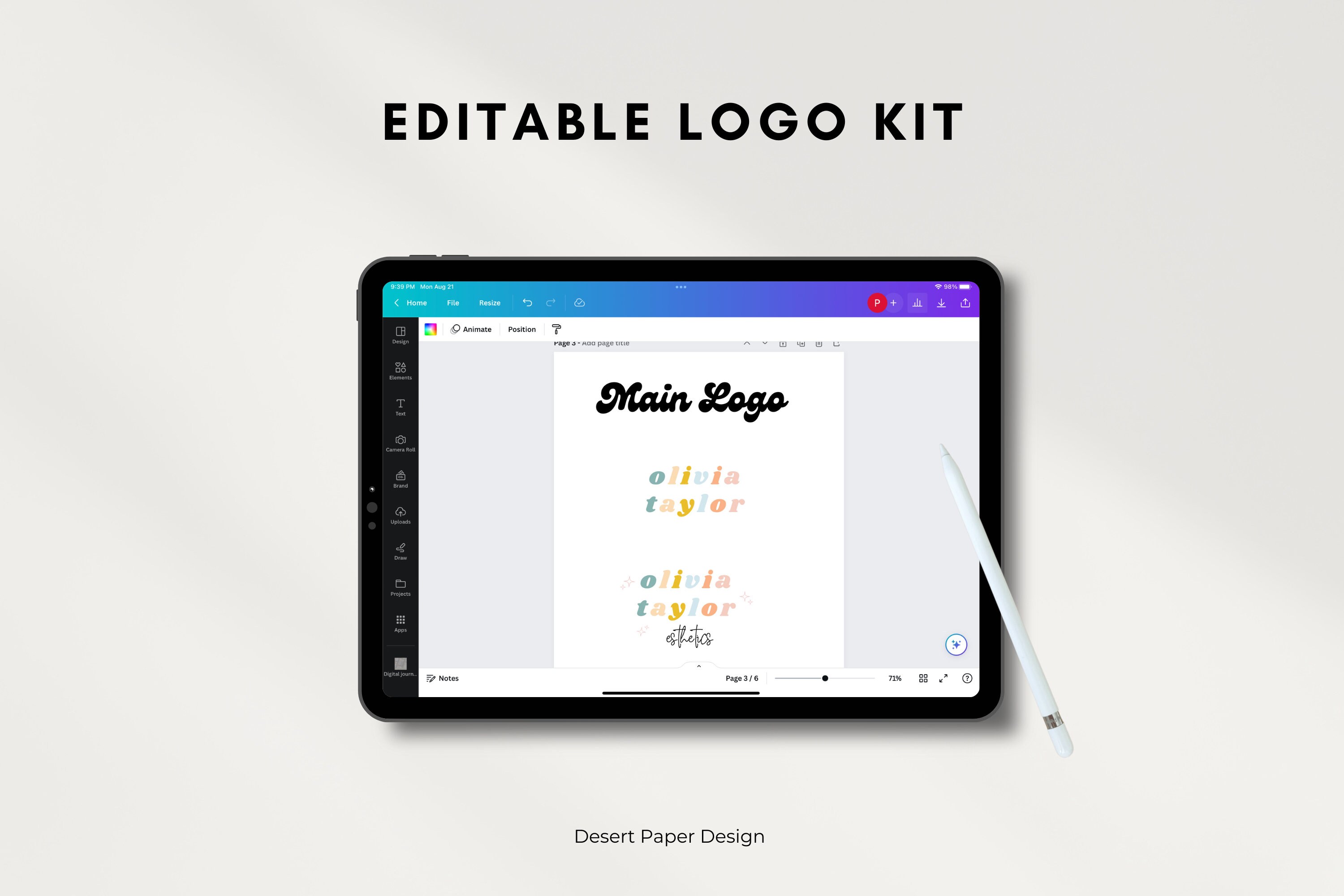 Editable Logo Template, DIY Logo, Canva Template, Digital Instant ...