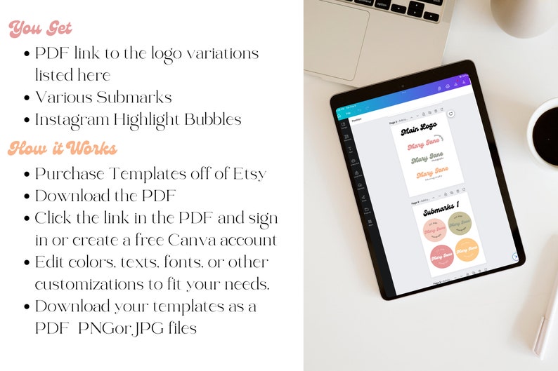 Editable Logo Template, DIY Logo, Canva Template, Digital Instant ...