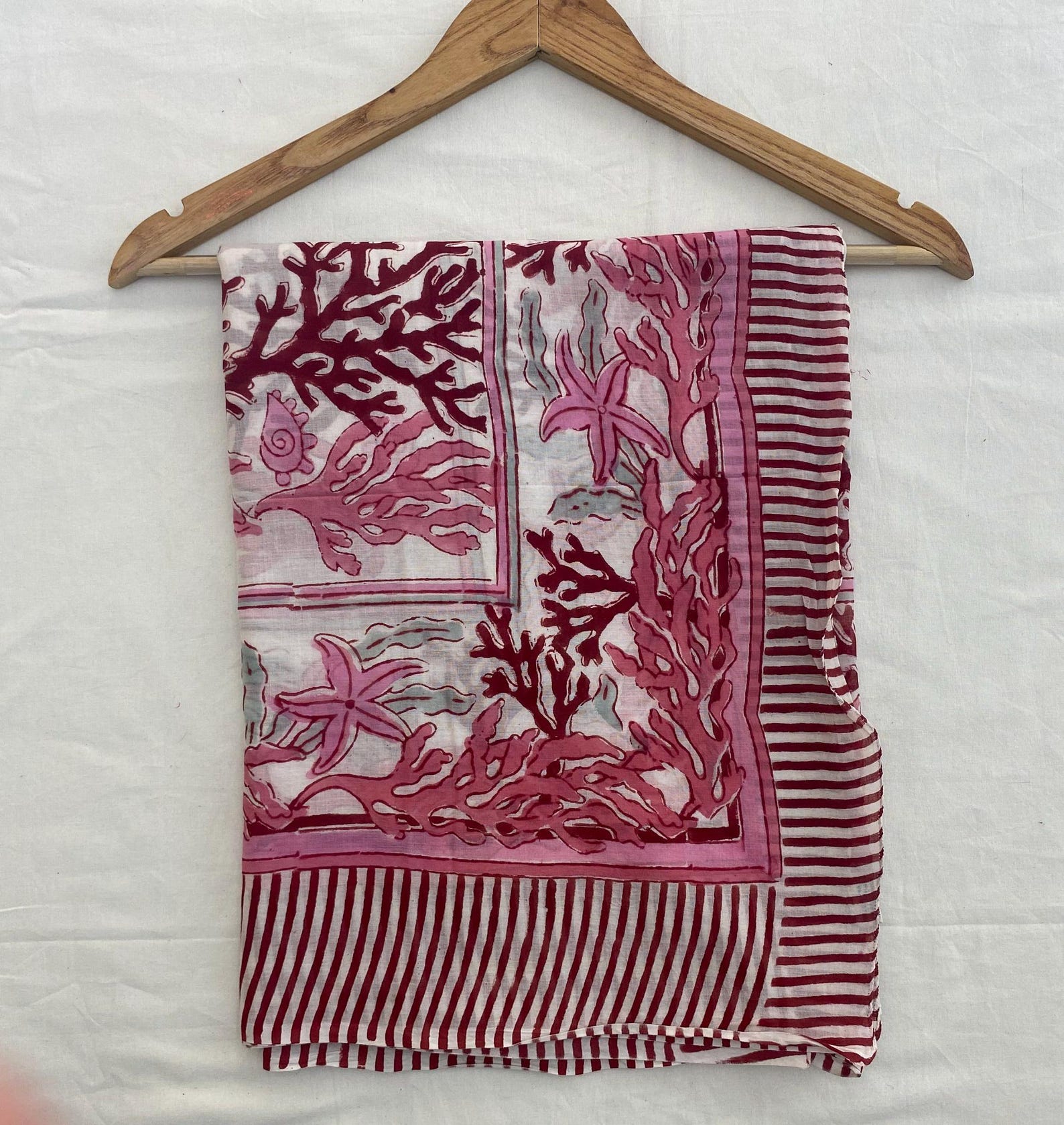 Hand Block Print Cotton Sarong: Colorful Beach Wrap Pareo - Etsy