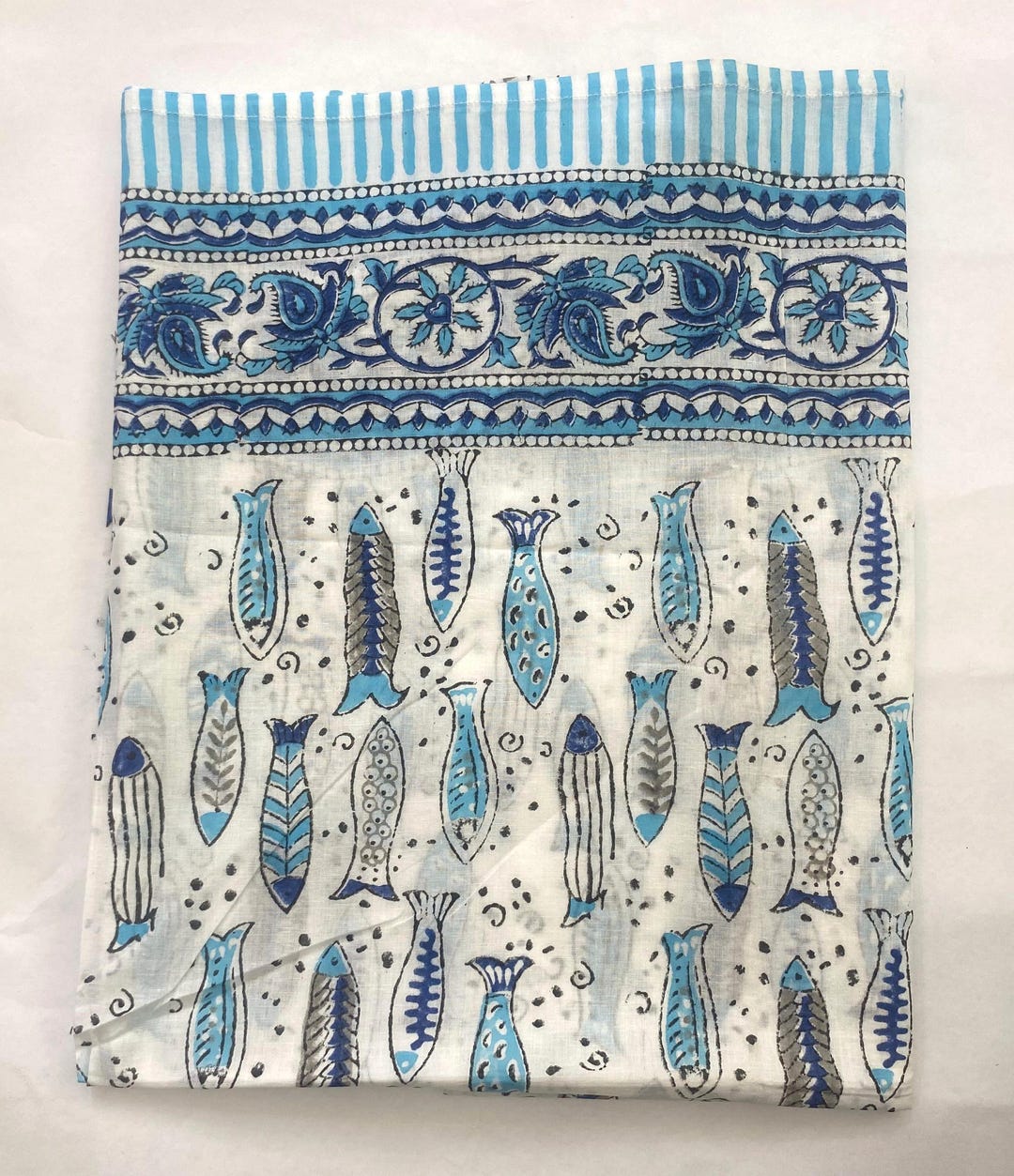 Hand Block Printed Fish Sarong, Cotton Beach Cover-up - Etsy