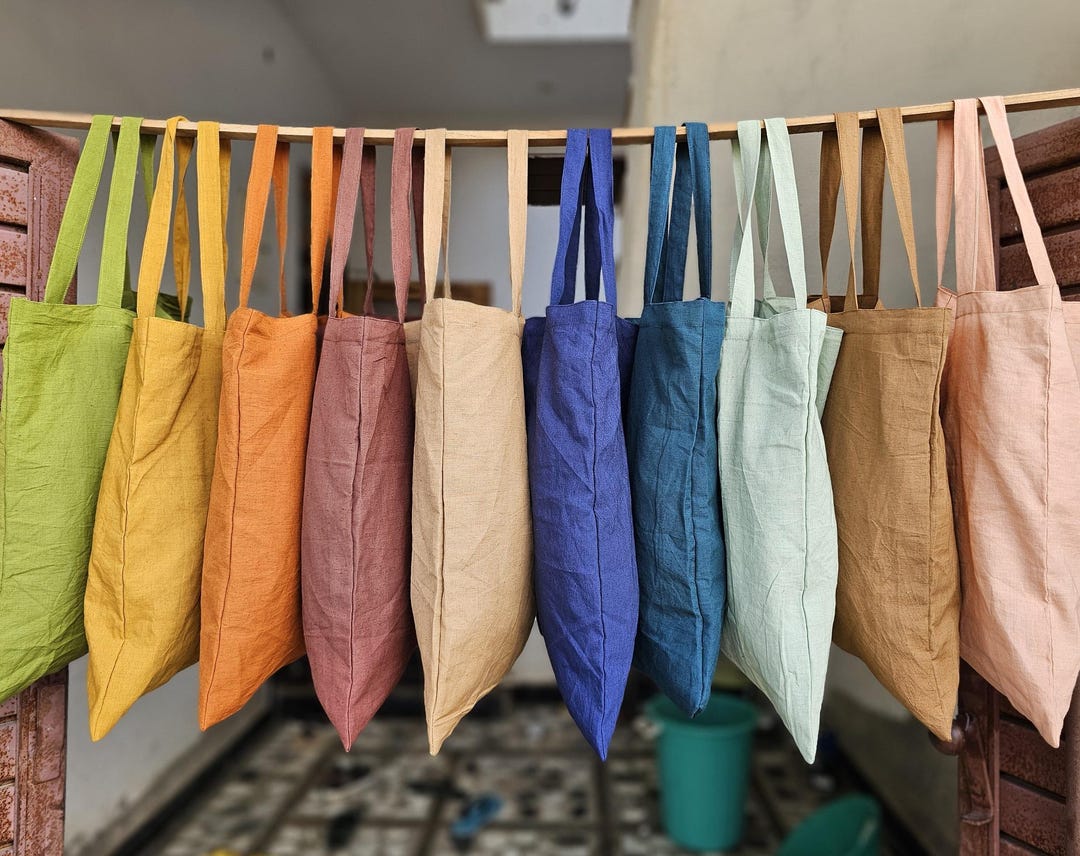 Handmade Linen Tote Bag: Eco Reusable Shopping Bag (18x16 Inch) - Etsy