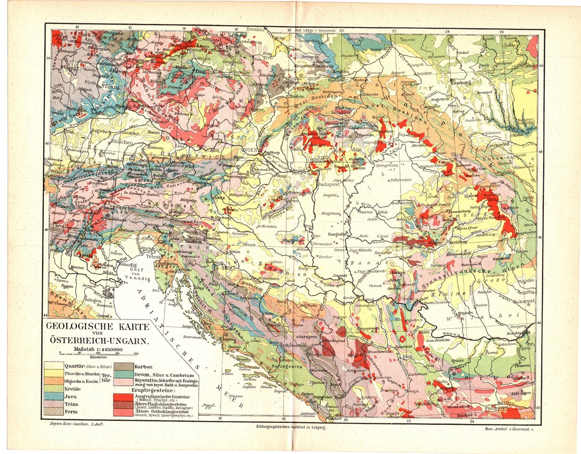 Original 1897 Antique Colour Lithography Map of Division of the Alps ...