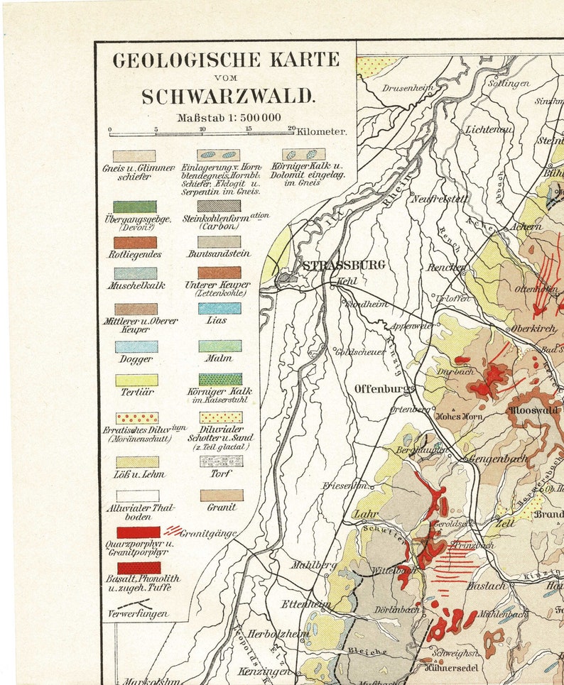 Original 1897 Antique Colour Lithography Print of a Beautiful Map of ...