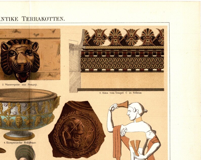 Original 1897 Antique Lithography Print Antique Terracotta Ancient ...