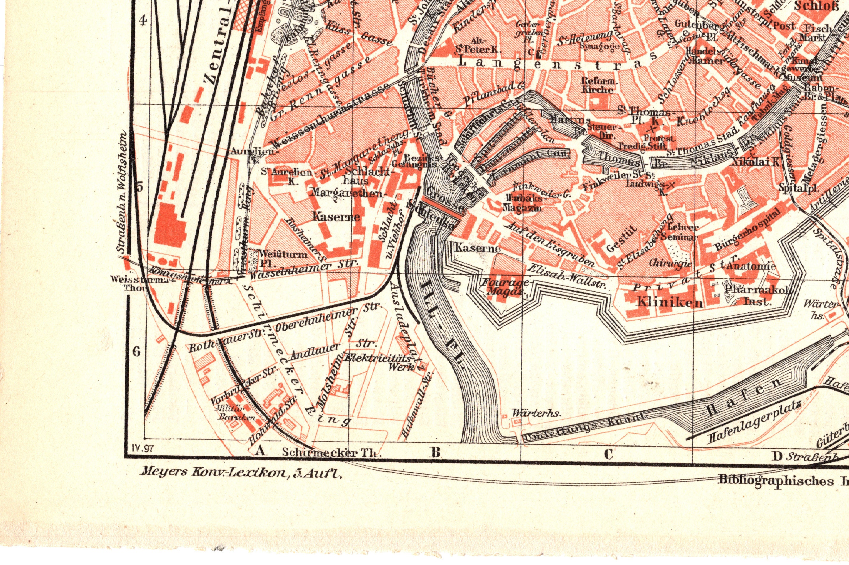 Original 1897 Antique Colour Lithography Print of a Map of the ...