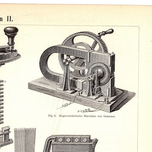 Original 1898 Antique Colour Lithography Print of the Electric Machines ...