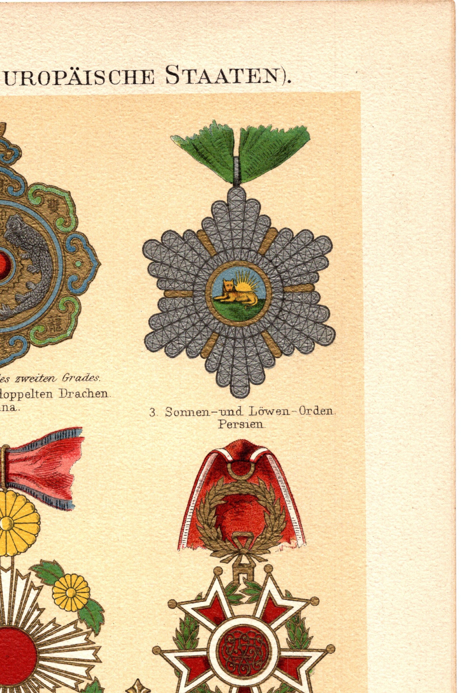 Original 1897 Antique Colour Lithography Print of the Emblems the ...