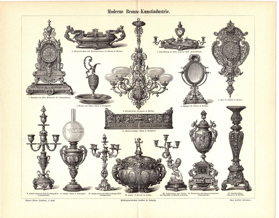 Original 1893 Antique Lithography Print of Different Types of Vintage ...