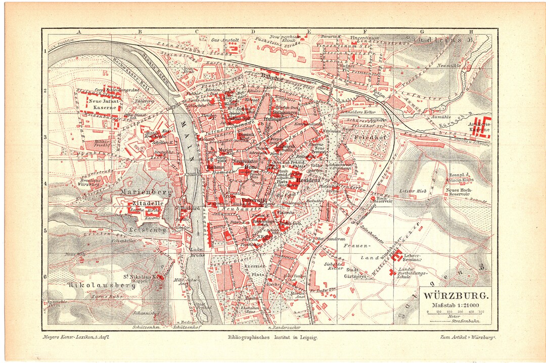 Original 1897 Antique Colour Lithography Print of a Beautiful Map of ...