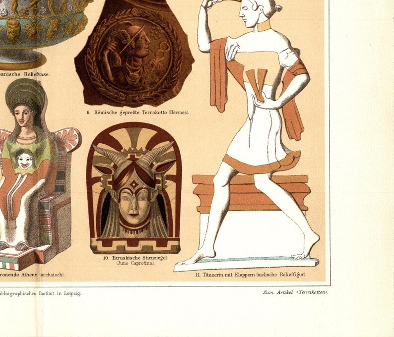 Original 1897 Antique Lithography Print Antique Terracotta Ancient ...