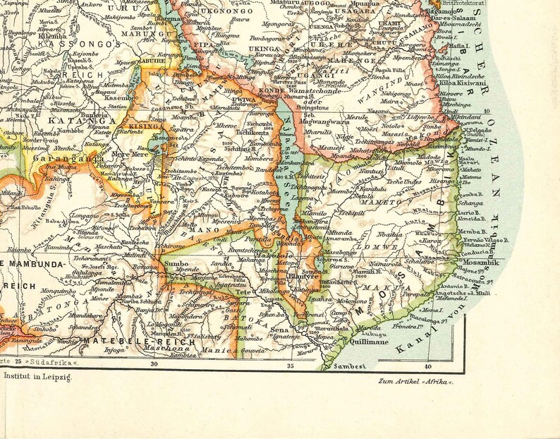 Original 1894 Antique Colour Lithography Print Map of Map of the ...
