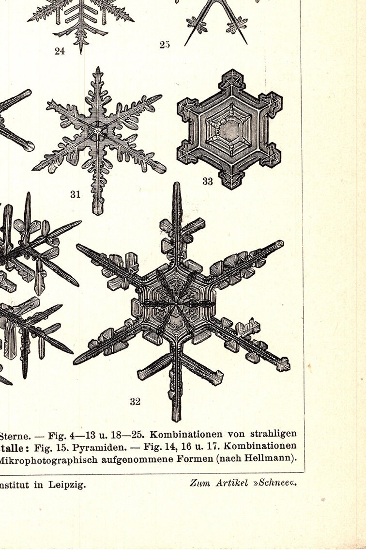 Original 1897 Antique Colour Lithography Print of Snowflakes - Etsy