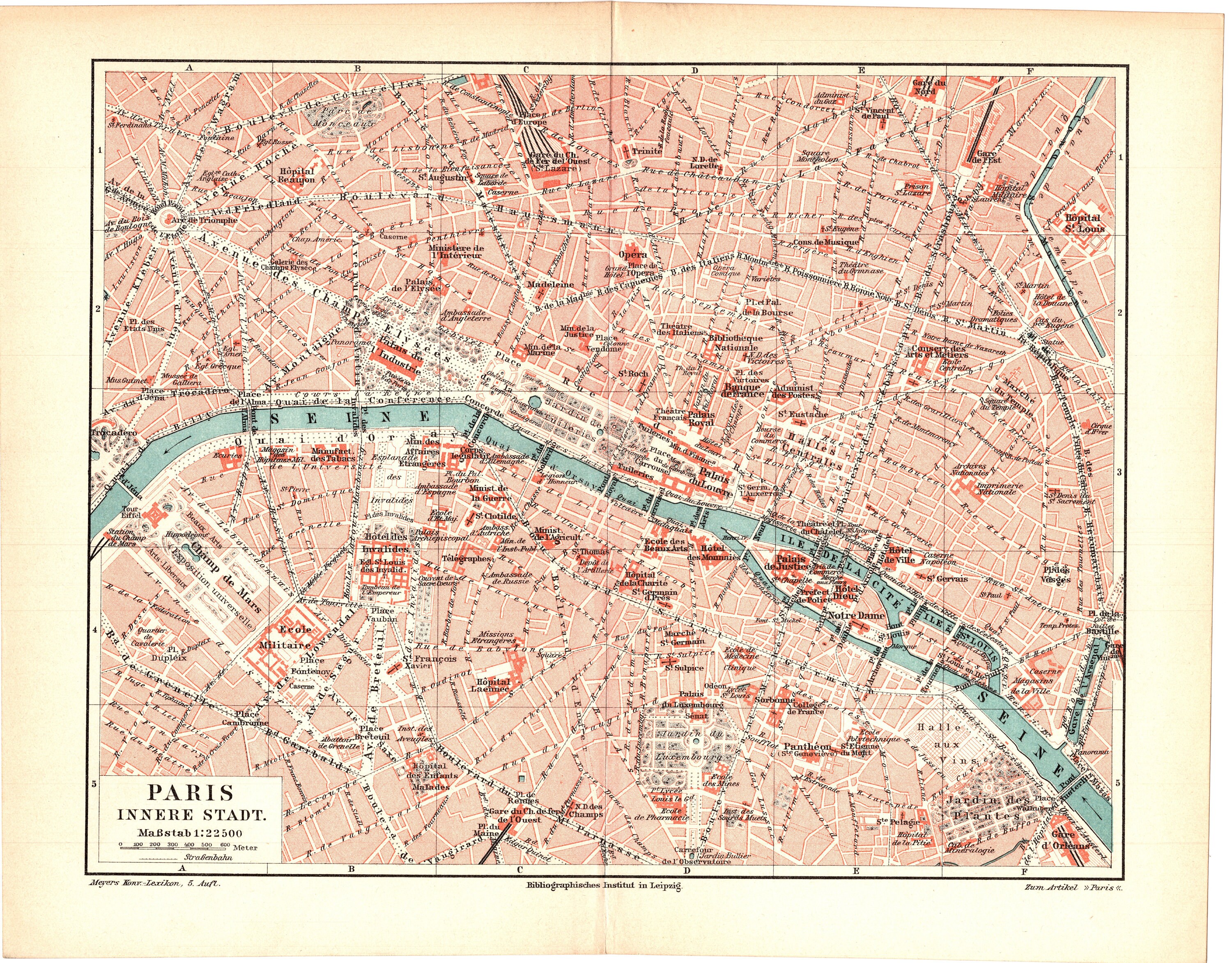 Original 1897 Antique Colour Lithography Print of Beautiful Map of the ...