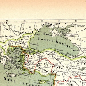 Original 1893 Antique Colour Lithography Print Map Print of a Beautiful ...