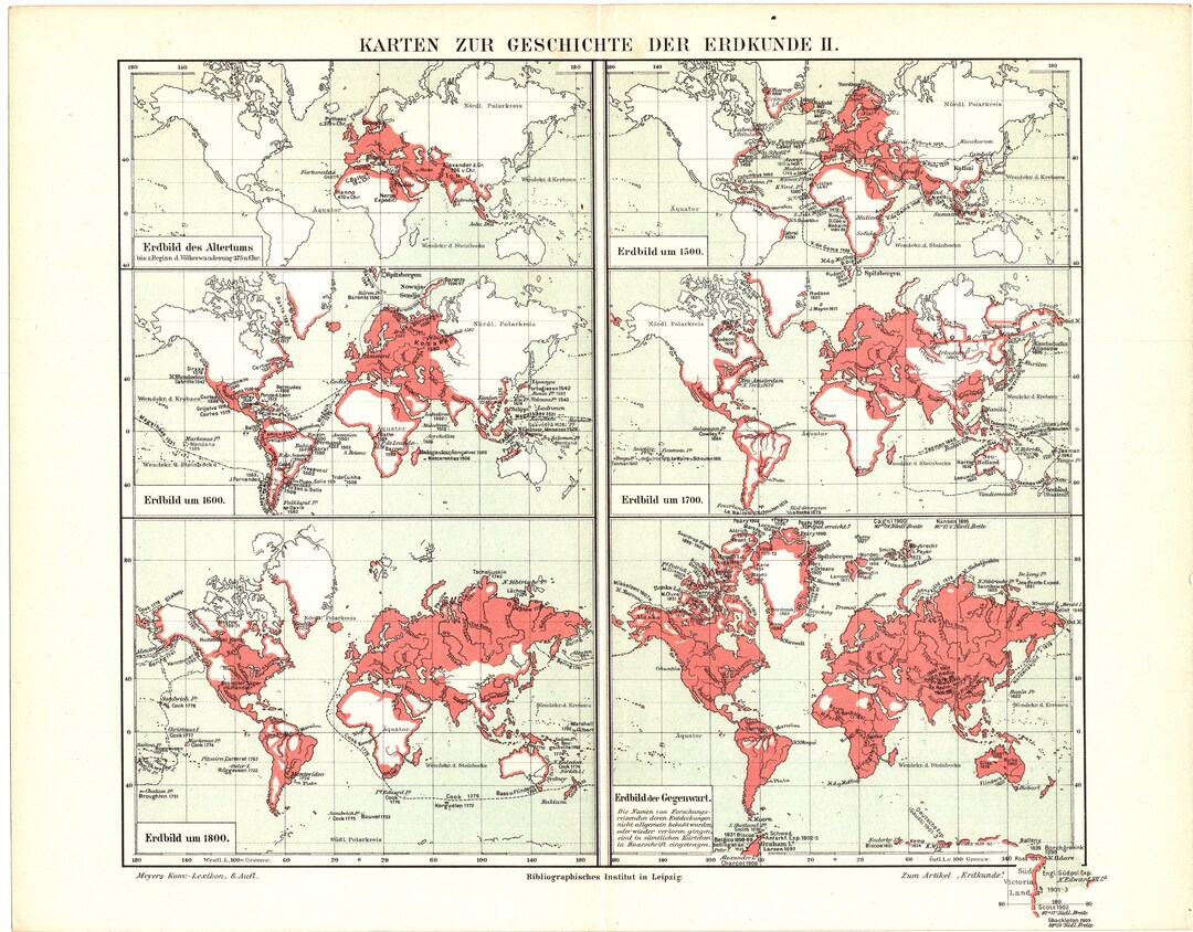 Original 1907 Antique Colour Lithography Print of Climate Map Showing ...