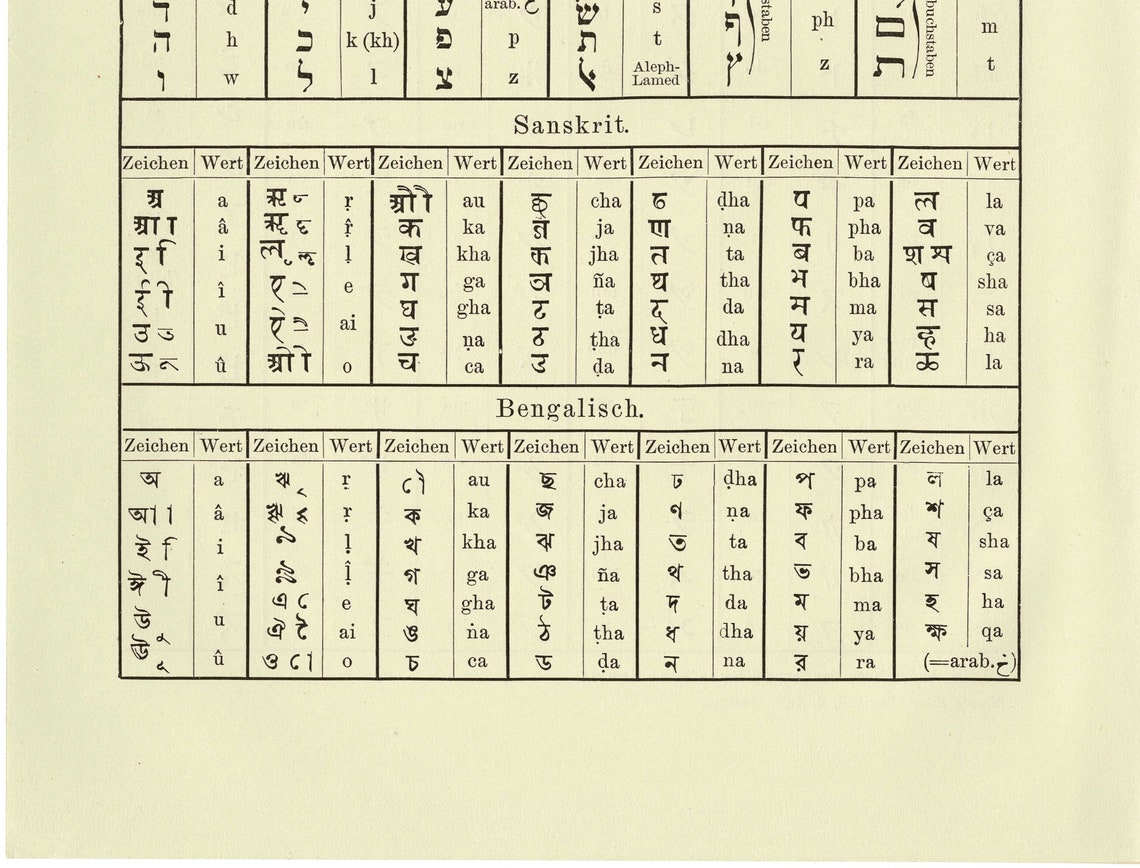 Original 1897 Antique Lithography Print of Different Alphabets in the ...