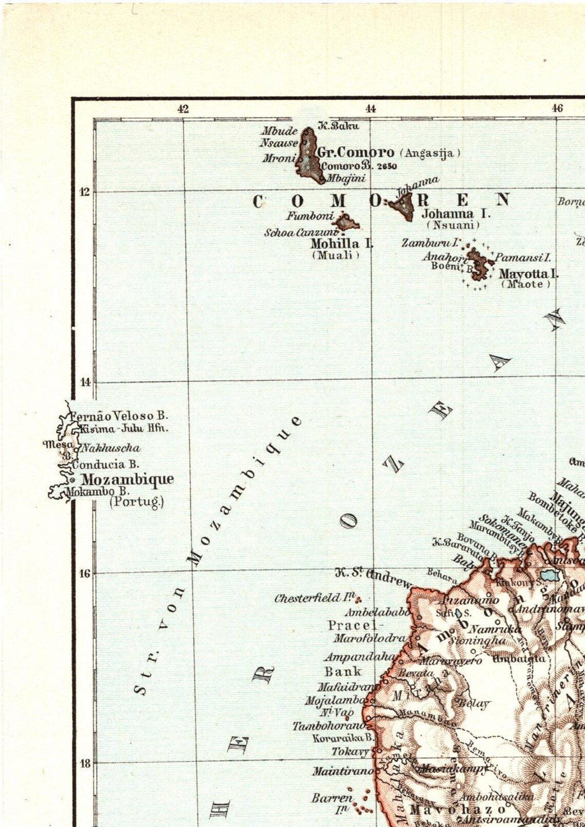Original 1897 Antique Colour Lithography Print Map Republic of ...