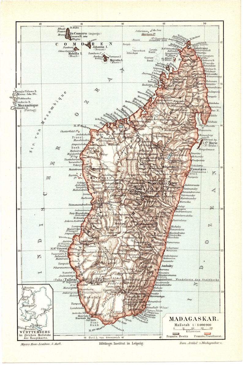 Original 1897 Antique Colour Lithography Print Map Republic of ...