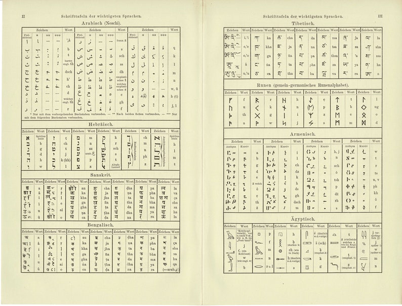 Original 1897 Antique Lithography Print of Different Alphabets in the ...