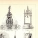 Original 1893 Antique Lithography Print of Different European Fountains ...
