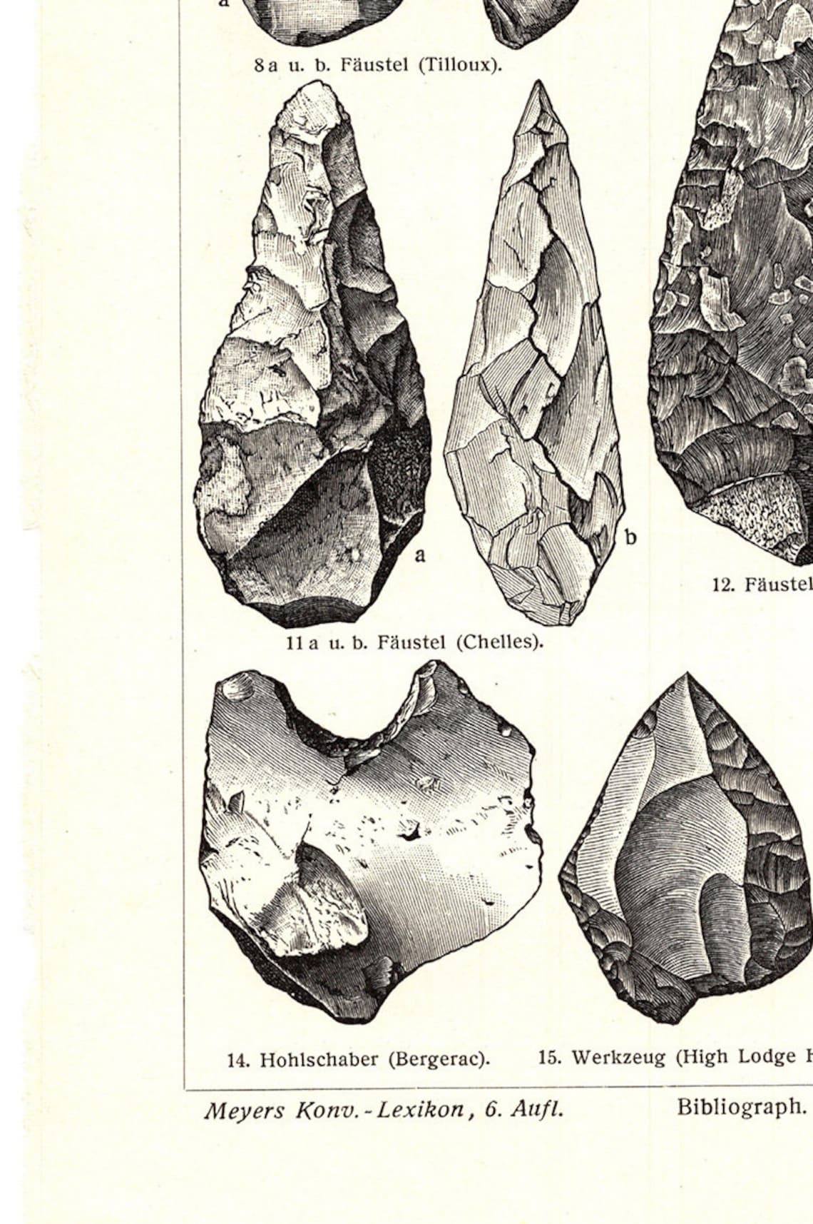 Original 1908 Antique Colour Lithography Print of Stone Age Group ...