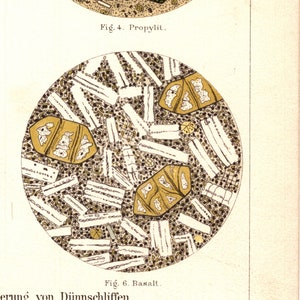 Original 1897 Antique Colour Lithography Print of Rocks Gesteine ...