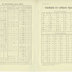 Original 1897 Antique Lithography Print of Different Alphabets in the ...