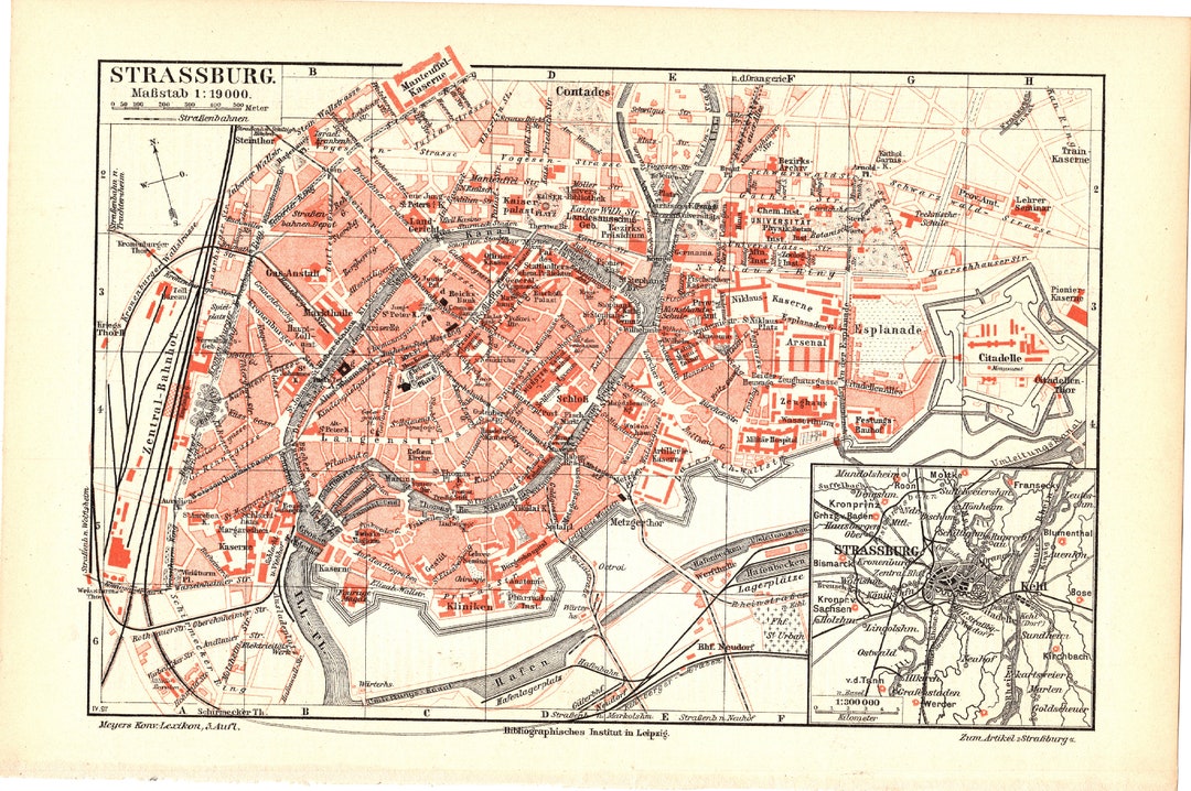 Original 1897 Antique Colour Lithography Print of a Map of the ...
