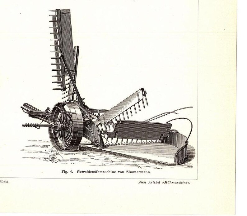 Original 1897 Antique Lithography Print Farming Machinery Manual Land ...