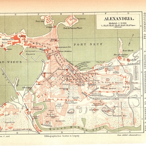 Original 1893 Antique Colour Lithography Print Beautiful Map City ...