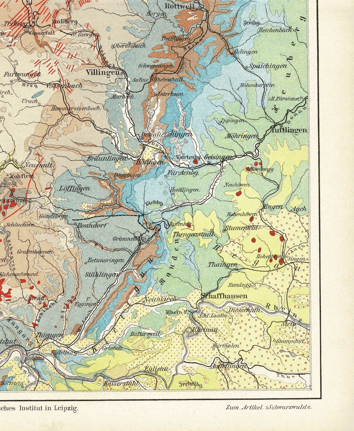 Original 1897 Antique Colour Lithography Print of a Beautiful Map of ...