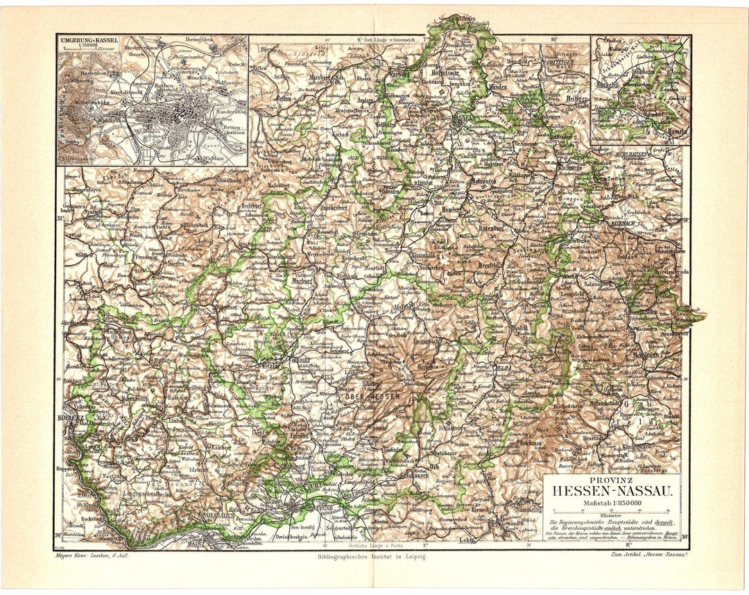 Original 1905 Antique Colour Lithography Print of a Beautiful Map of ...