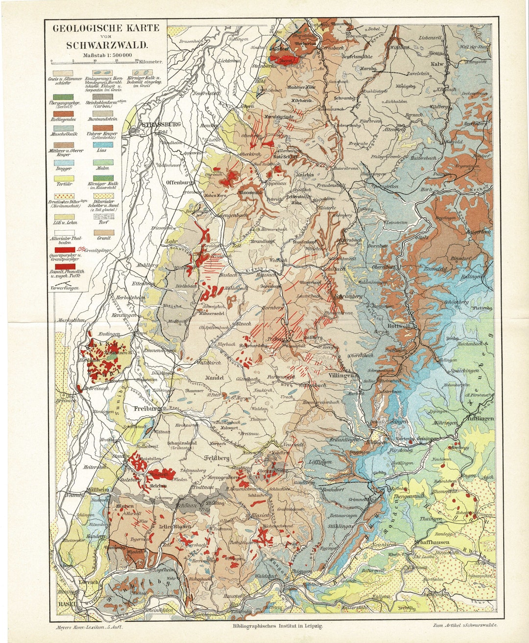 Original 1897 Antique Colour Lithography Print of a Beautiful Map of ...