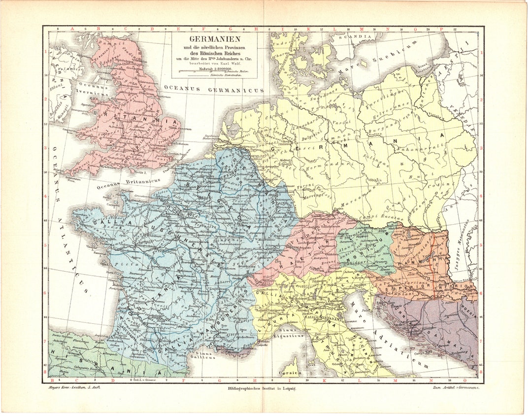 Original 1897 Antique Colour Lithography Print of the Germania and the ...
