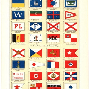 Original 1895 Antique Colour Lithography Print House Flags Historic ...