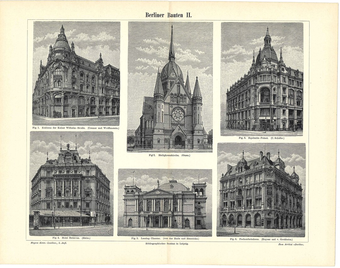 Original 1897 Antique Colour Lithography Print Historic Berlin ...