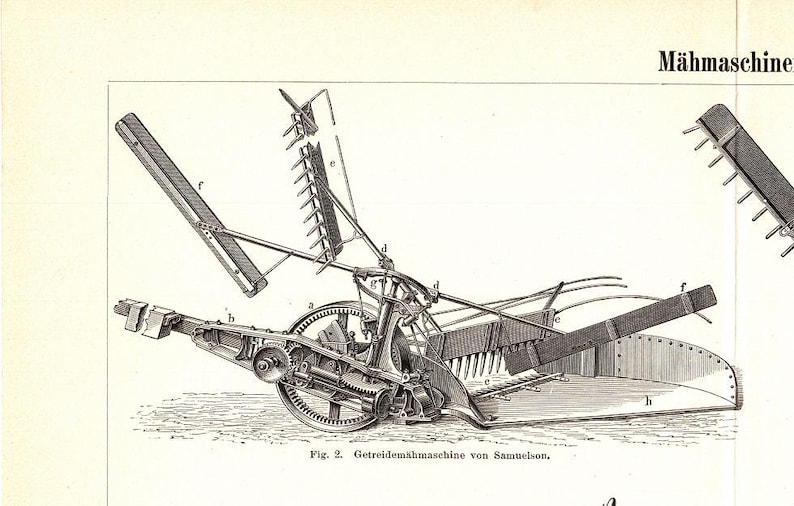 Original 1897 Antique Lithography Print Farming Machinery Manual Land ...