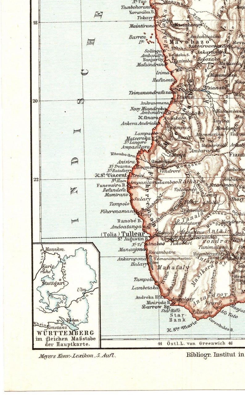 Original 1897 Antique Colour Lithography Print Map Republic of ...