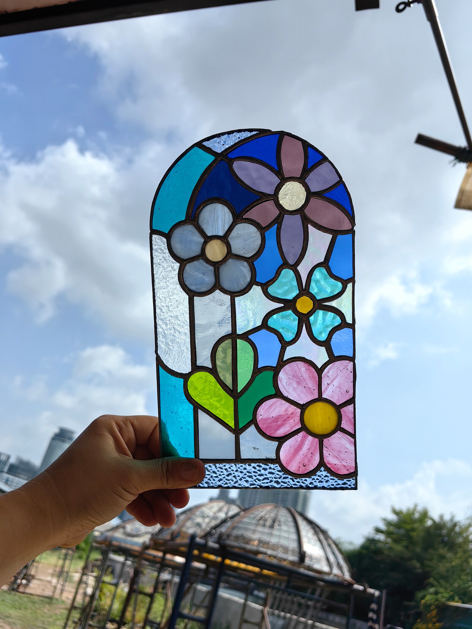 Spring Garden Stained Glass Pattern: Sunrise Suncatcher (PDF, SVG, PNG ...