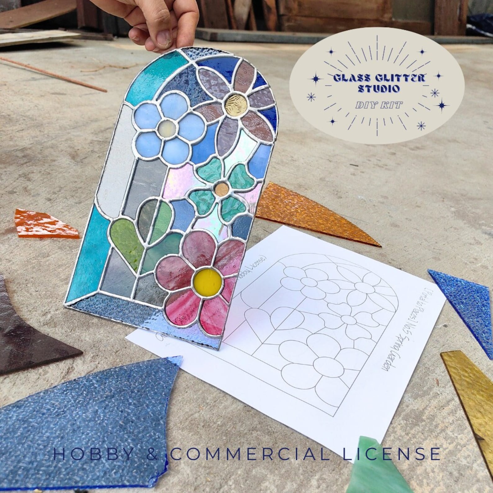 Spring Garden Stained Glass Pattern: Sunrise Suncatcher (PDF, SVG, PNG ...