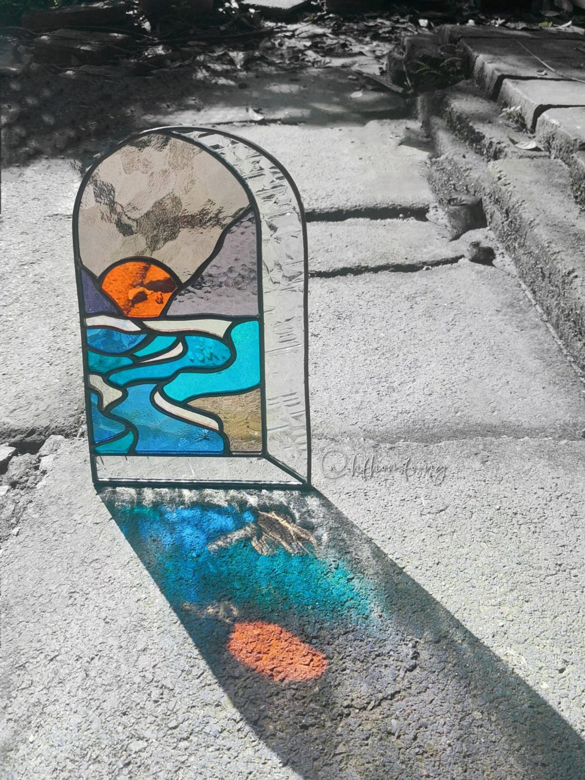 Sunset Beach Stained Glass Pattern: Suncatcher Design (PDF, SVG, PNG ...