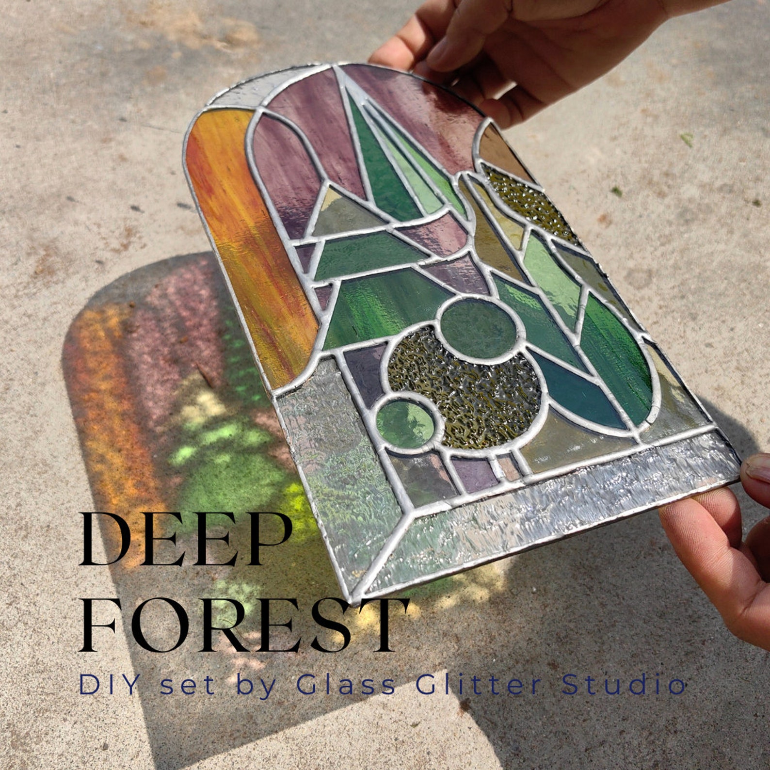 Deep Forest Stained Glass Pattern: Sunrise Suncatcher (PDF, SVG, PNG ...