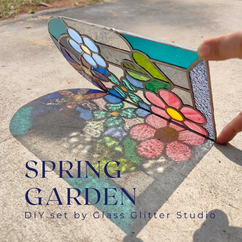 Spring Garden Stained Glass Pattern: Sunrise Suncatcher (PDF, SVG, PNG ...