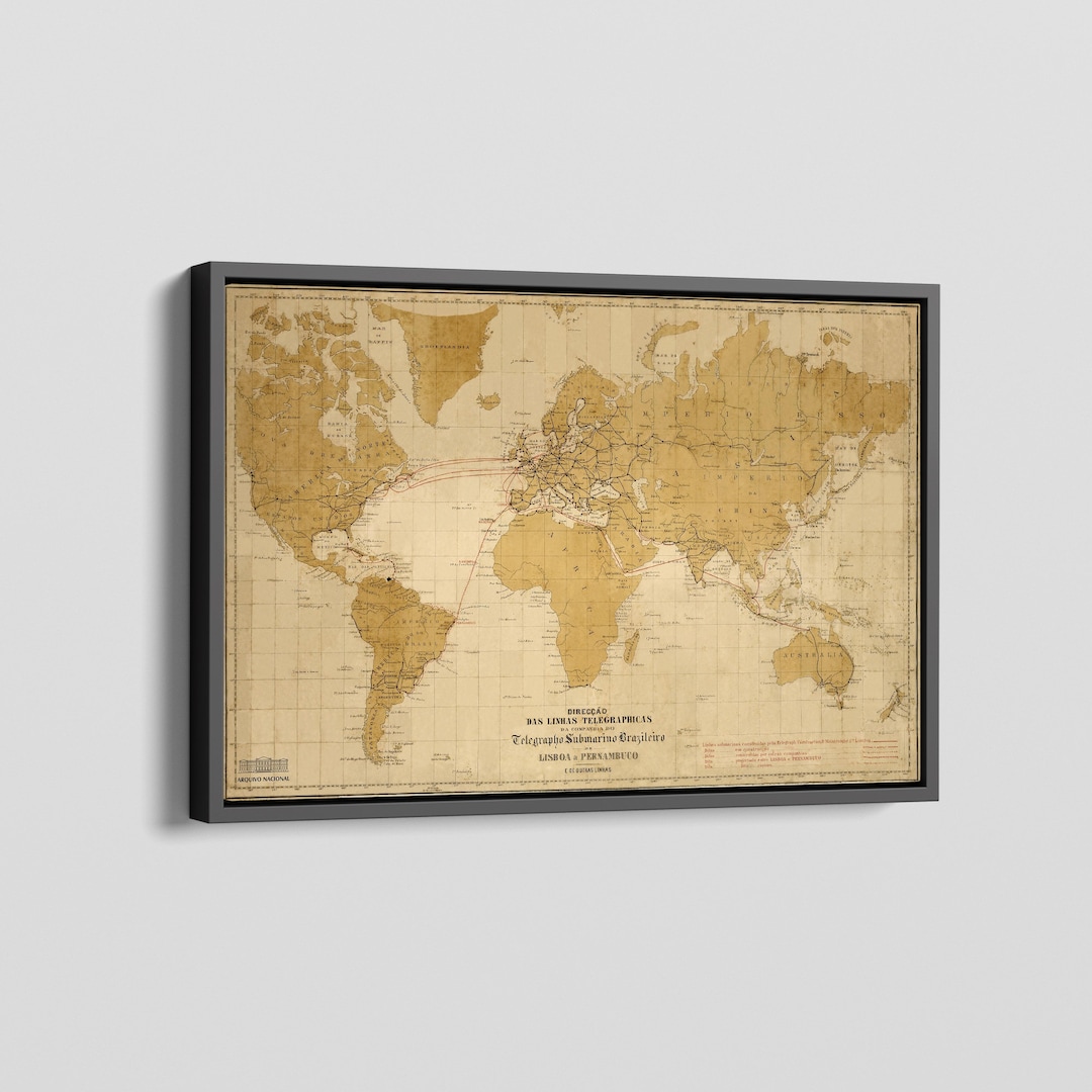 1880 Map of Telegraph Cable Routes 19th Centurybeautiful - Etsy