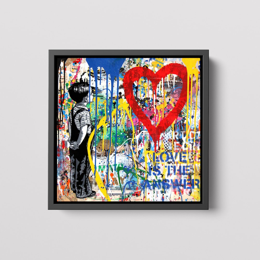 Banksy Kid Love is the Answer Pop Art Graffiti Square Canvas - Etsy