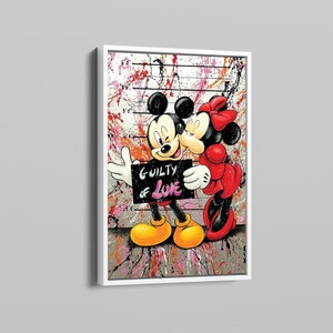 Guilty of Love Mickey and Minnie Mouse Canvas Wall Art, Banksy Style ...