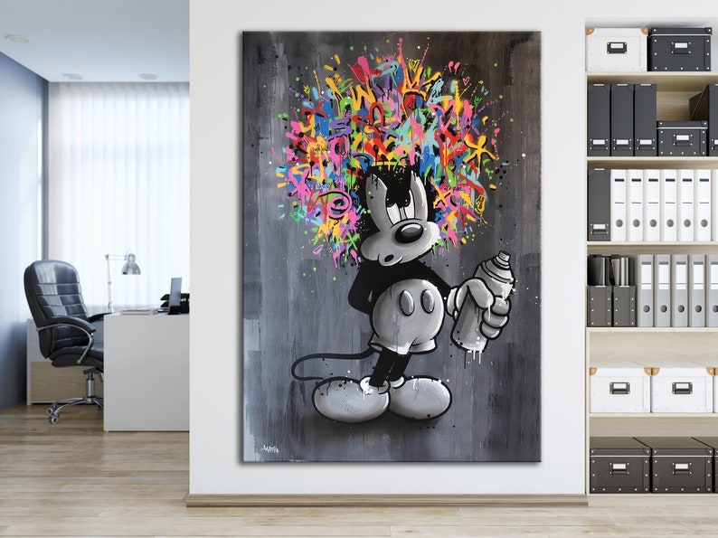 Mickey Mouse Abstract Pop Art Canvas Print, Luxury Painting Fashion ...