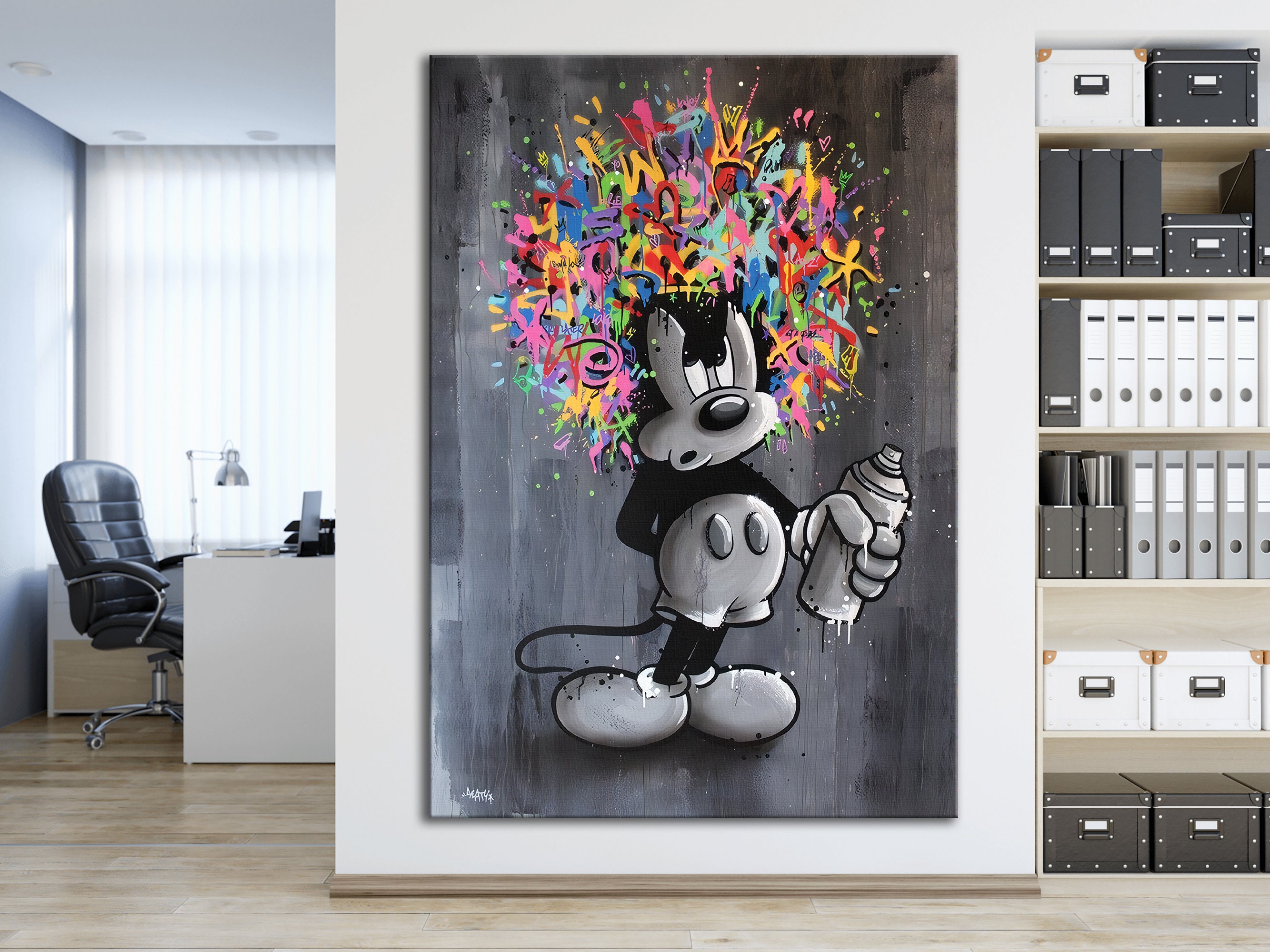 Mickey Mouse Abstract Pop Art Canvas Print, Luxury Painting Fashion ...